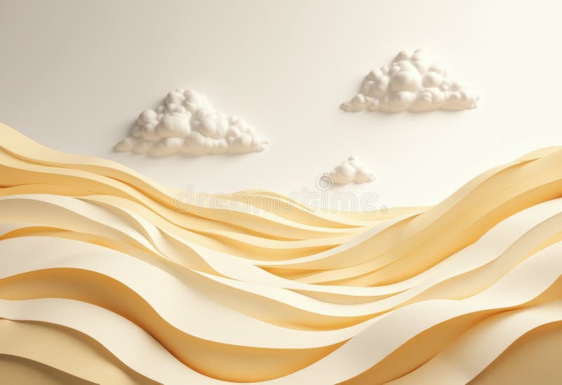 Abstract Paper Waves Soft Clouds Creating Serene Landscape Stock Photos ...