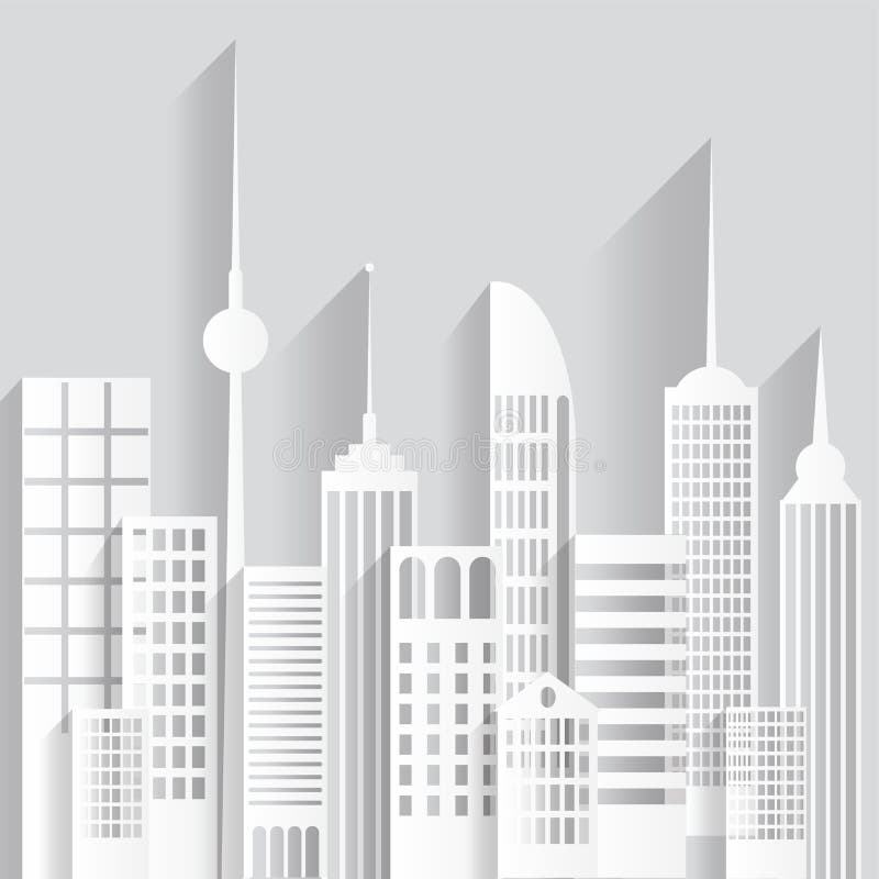 Abstract Paper White Skyscrapers on White Background. Vector ...