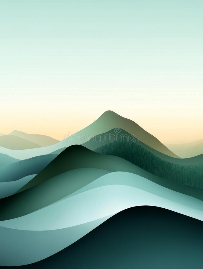 Abstract Papercut Mountain Range Illustration with a Smooth Gradient ...