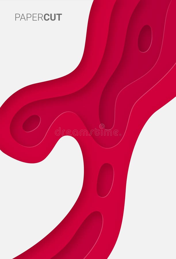Abstract Papercut Topography Relief, Red Liquid Texture Gradient Stock ...
