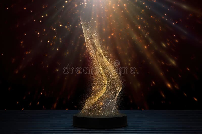 Abstract Particle Award with Glitter Effect on Dark Background Stock ...