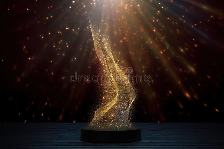 Abstract Particle Award with Glitter Effect on Dark Background Stock ...