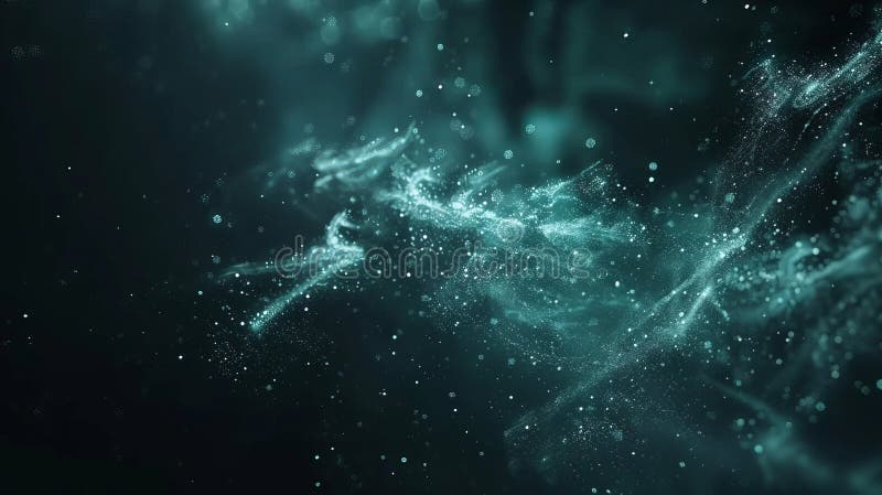 Abstract Particle Background, Teal Glitter Dust Explosion, Cosmic ...