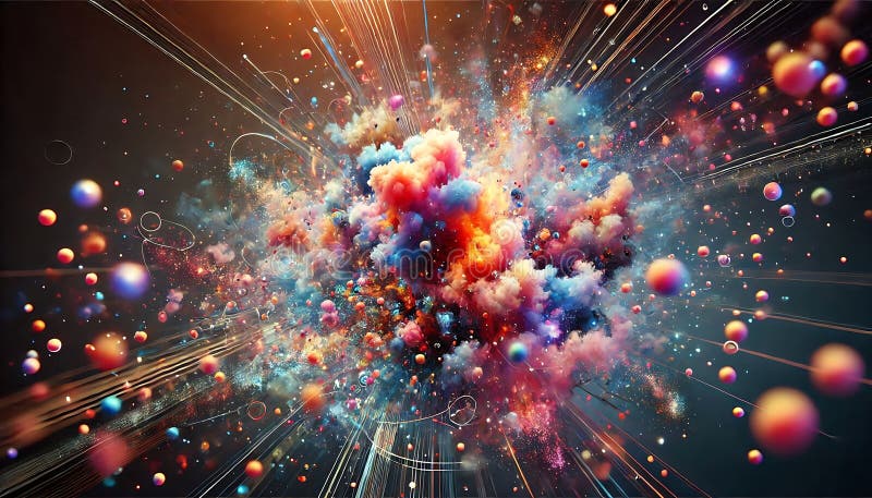 Abstract Particle Explosions with Vibrant Colors and Dynamic Energy ...
