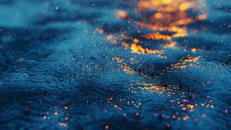 Abstract Particle Flow: Blue & Gold Tech Background Stock Illustration ...