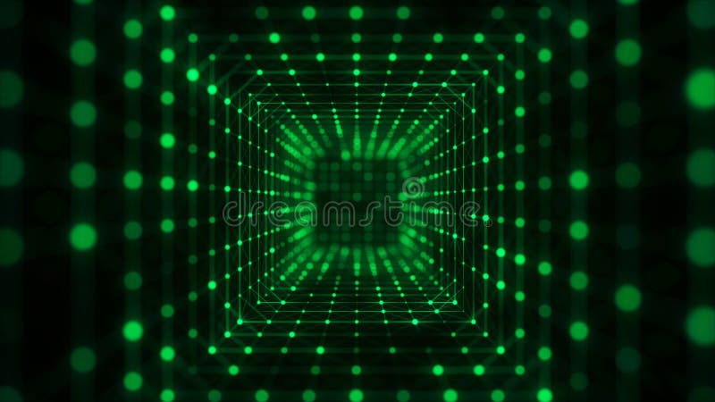 Abstract Particle Flow in Cyberspace. Futuristic 3D Portal. Digital ...