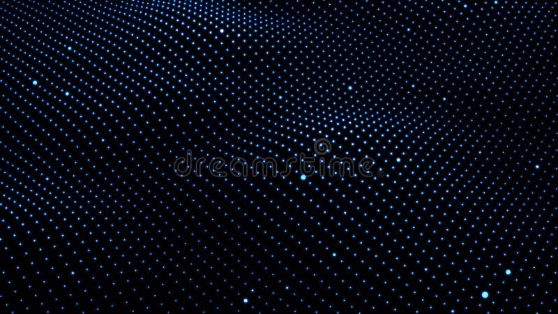 Abstract Particle Grid Background in Blue Color with Wave on Black ...