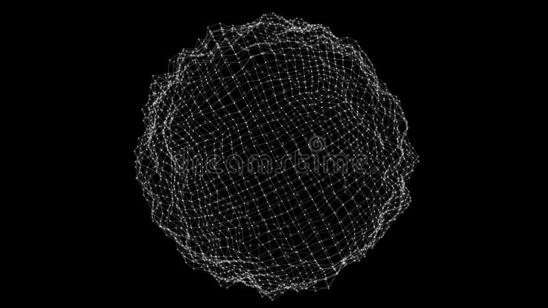 Abstract Particle Sphere Rotating. Technology Backround. Blue Particle ...