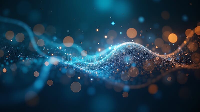 Luminous Particle Waveforms on a Dark Backdrop Stock Illustration ...