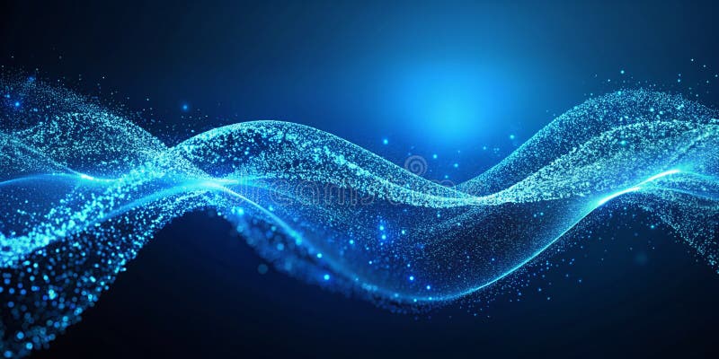 Abstract Particle Wave Blue Color Wave Flowing Particles Light AI ...