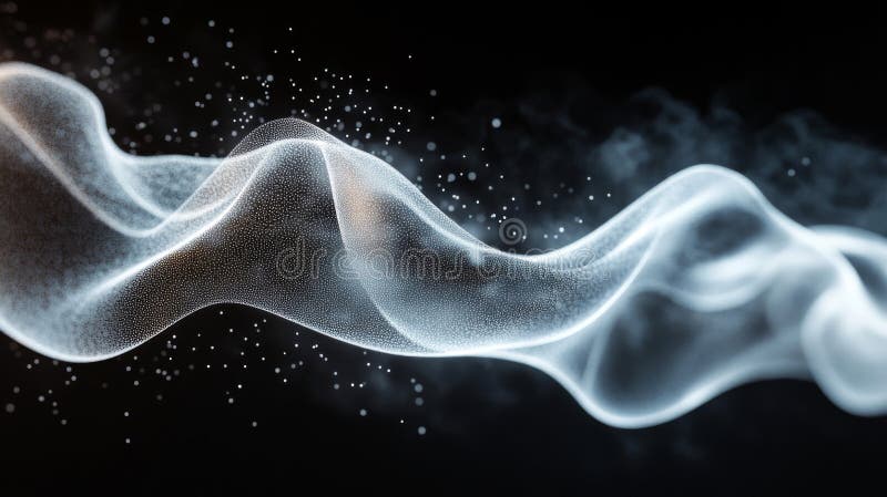 Abstract Particle Wave Flow Design in Dark Background Stock ...