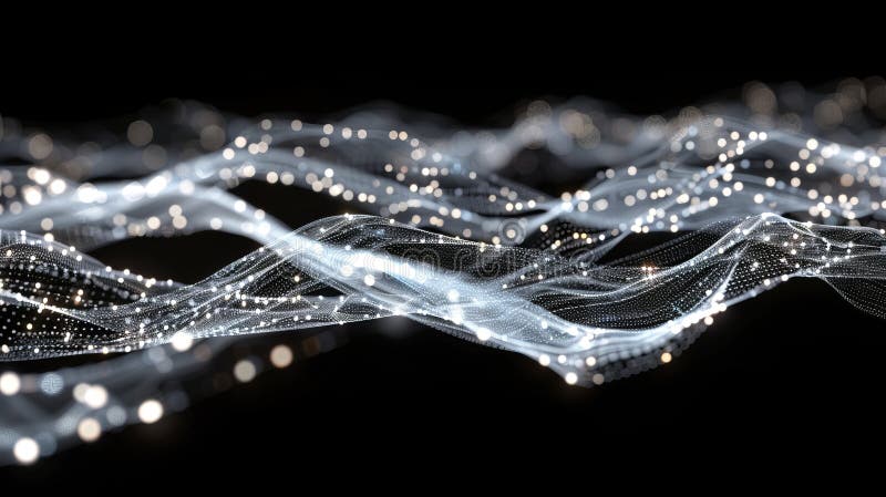 Abstract Particle Wave Futuristic Tech Data Stream Digital Network Stock Illustration