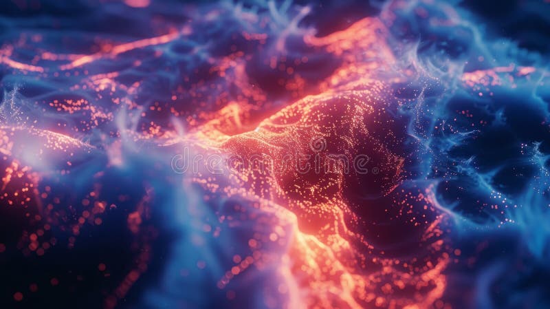 Abstract Particle Wave: Red, Blue Energy Background, Futuristic ...