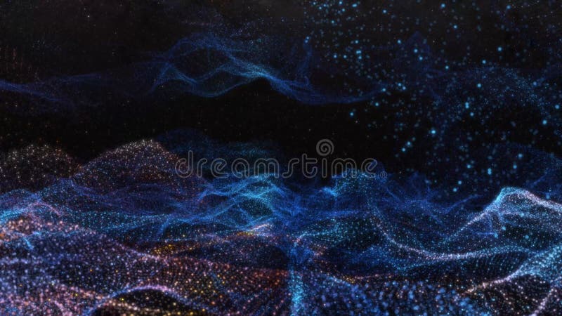 Abstract Particle Waves with Depth of Field Effect Stock Footage ...