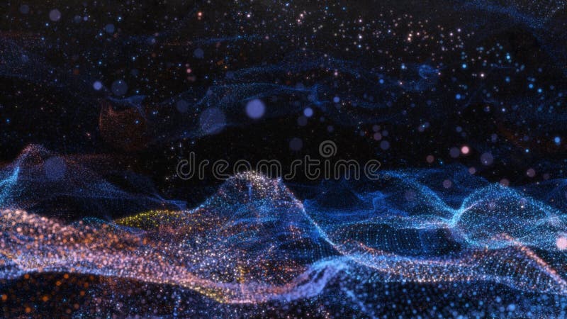 Abstract Particle Waves with Depth of Field Effect Stock Illustration ...