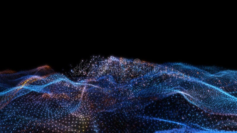 Abstract Particle Waves with Depth of Field Effect Stock Illustration ...