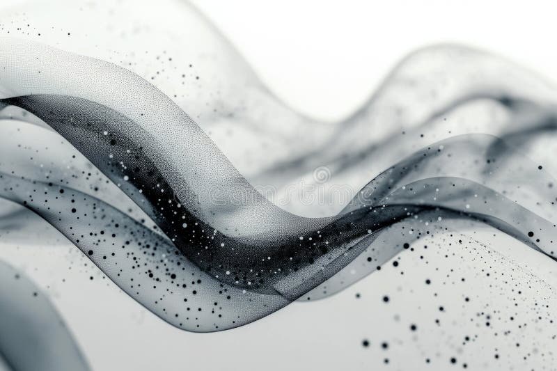 Abstract Particles Flowing and Forming Wavy Pattern on White Background ...