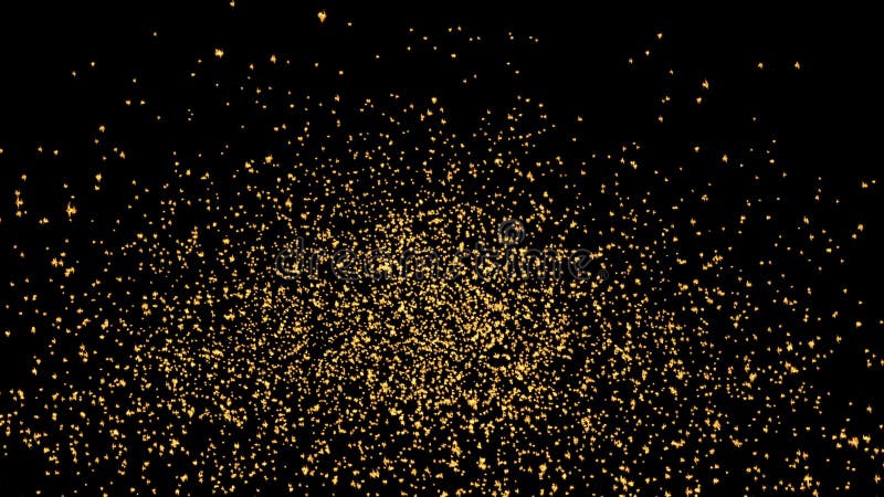 Abstract Particles Fly in the Rays of the Cosmic Sun. 3D. 4K. Isolated ...