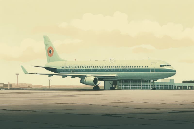 Abstract Passengers Airplane in Airport Extreme Closeup. Generative AI ...