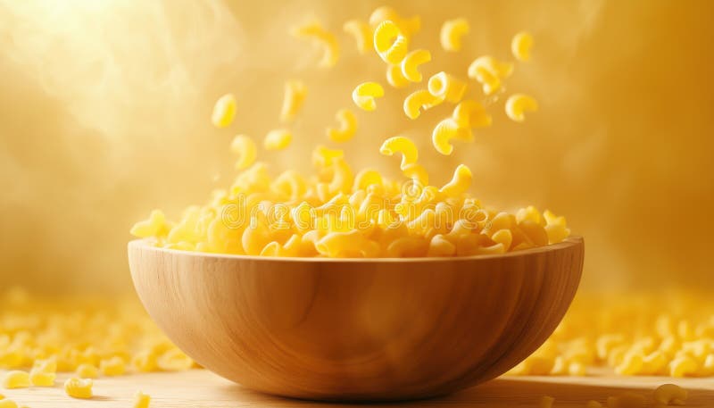 Abstract Pasta Explosion: Macaroni Dancing in the Air, Splashing in ...