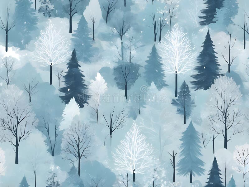 Abstract Pastel Beautiful Blue Pattern with Winter Forest Stock ...