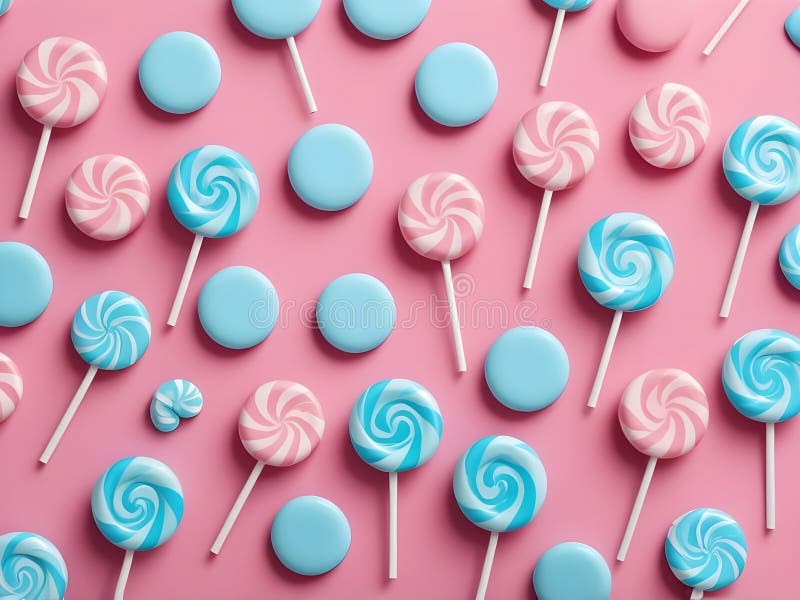 Abstract Pastel Blue Pink Candy on Pink Background. Minimal Idea ...