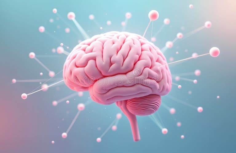 Abstract Pastel Brain with Interconnected Nodes, Representing Neural ...