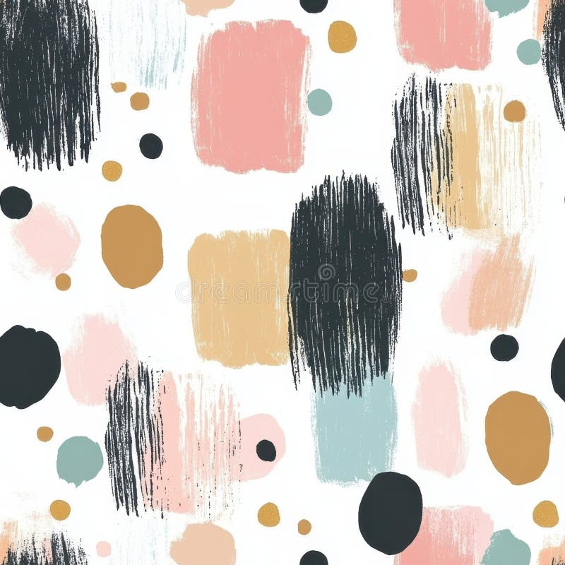 Abstract Pastel Brush Strokes and Dots Pattern in Modern Minimalist ...