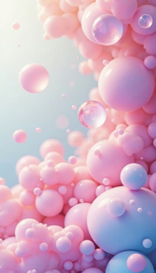 Abstract Pastel Bubbles Float on Soft Background, Foam, Whimsical ...