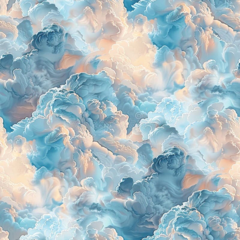 Abstract Pastel Clouds Texture - Dreamy Cyan and Peach Cloudscape Stock ...