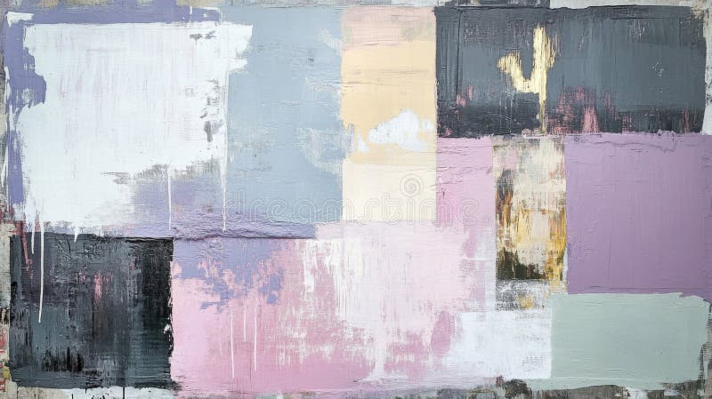 Abstract Pastel Color Block Canvas Painting Stock Illustration ...