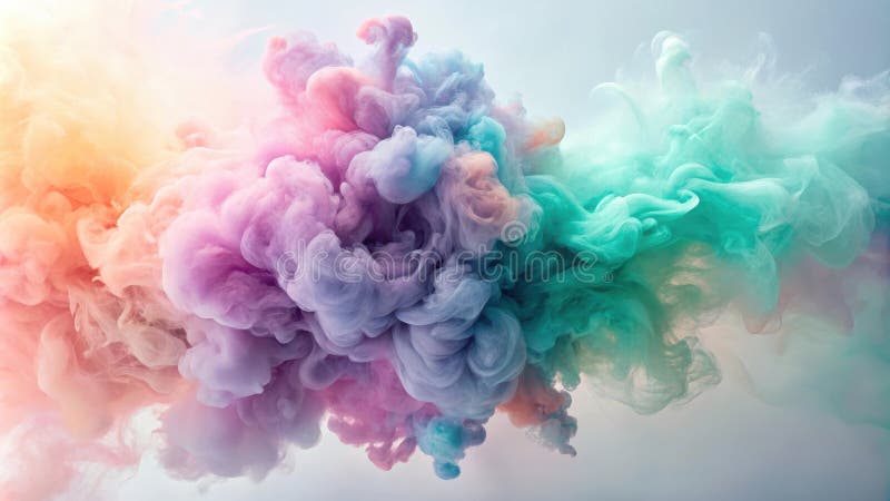Abstract Pastel Color Swirl of Ink in Water Creating a Dreamy, Ethereal ...