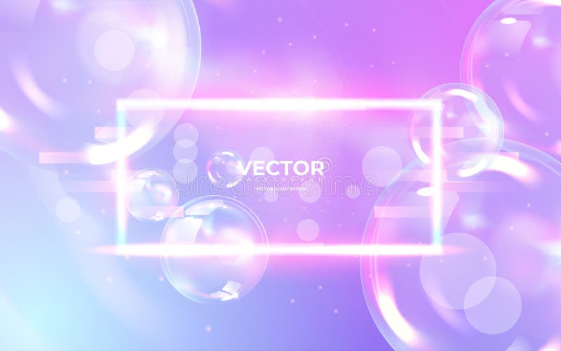Abstract Pastel Colored Background with Shiny Bubbles. Vector Bg with ...