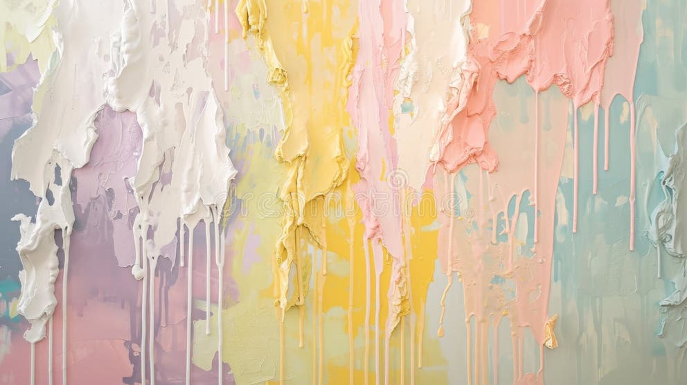 Abstract Pastel Colored Paint Drips on Textured Canvas Stock Image ...