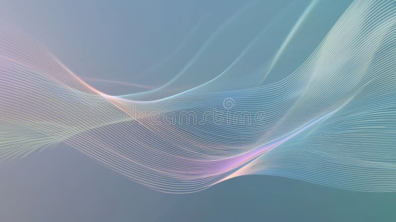 Abstract Pastel Colored Wavy Lines are Flowing Across the Screen on a ...