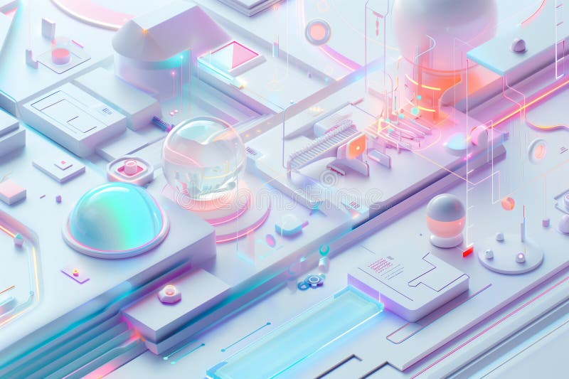 Abstract Pastel Colorful Electronic Circuit Board Network. Online ...