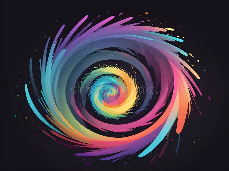 Abstract Pastel Cool Spinning Spiral of Colored Gradient Particles on ...