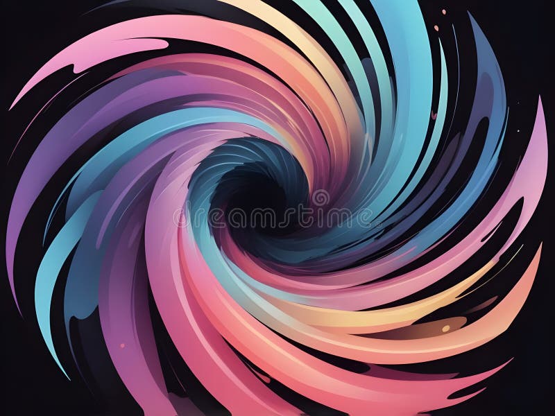 Abstract Pastel Cool Spinning Spiral of Colored Gradient Particles Dark ...