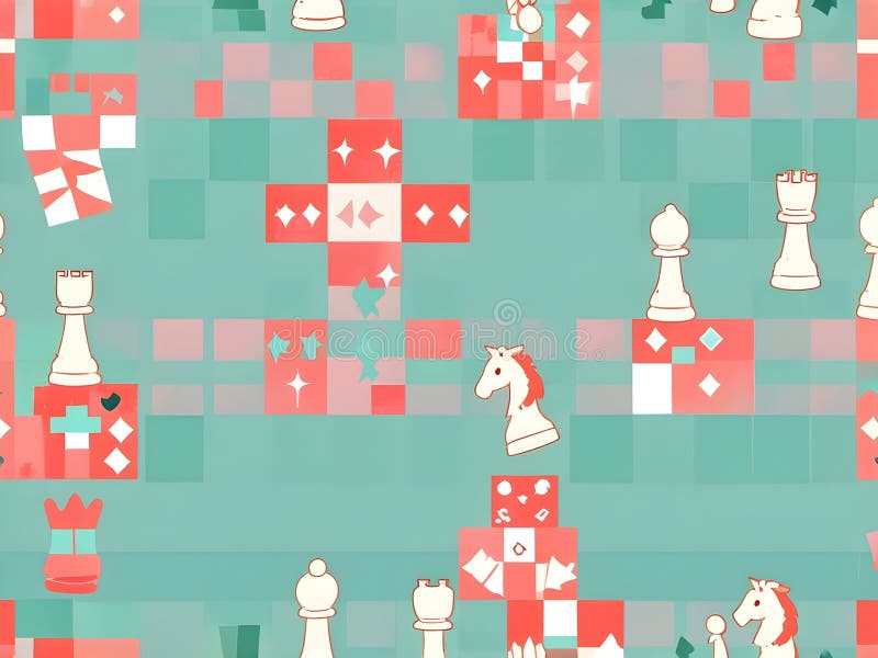 Abstract Pastel Glow Christmas Pixel Pattern Chess Green, Red and White ...