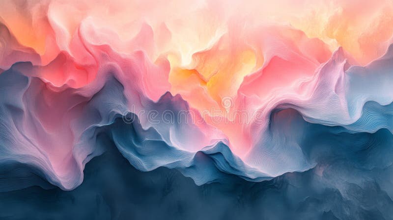 Abstract Pastel Landscape of Flowing Wavy Mountains Stock Illustration ...