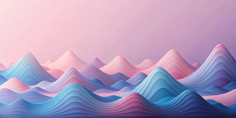 Abstract Pastel Landscape of Layered Hills and Valleys. Generative AI ...