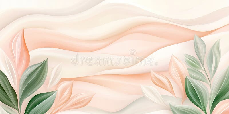 Abstract Pastel Leaves and Wavy Background in Soft Earth Tones Stock ...