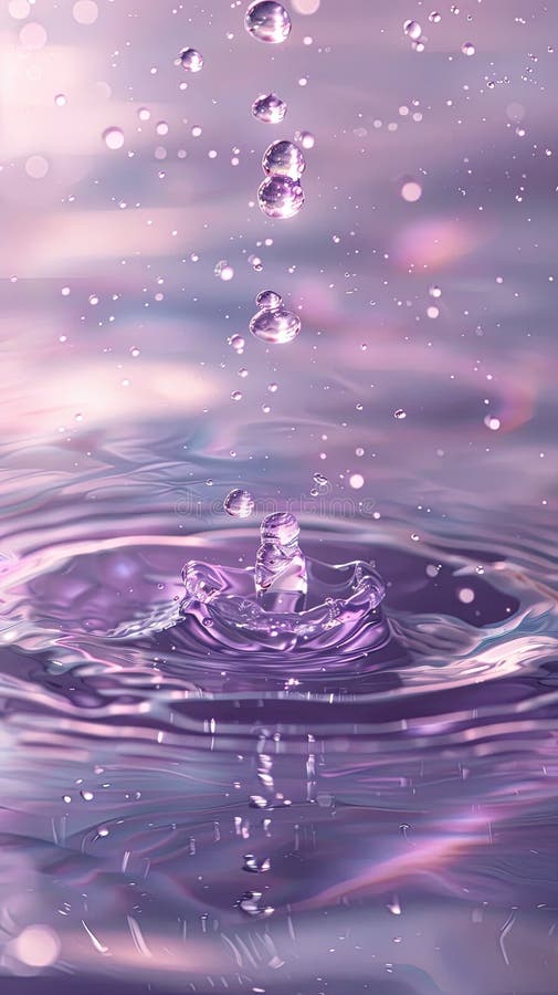 Abstract Pastel Lilac Background Transparent Water Delicate Droplets ...