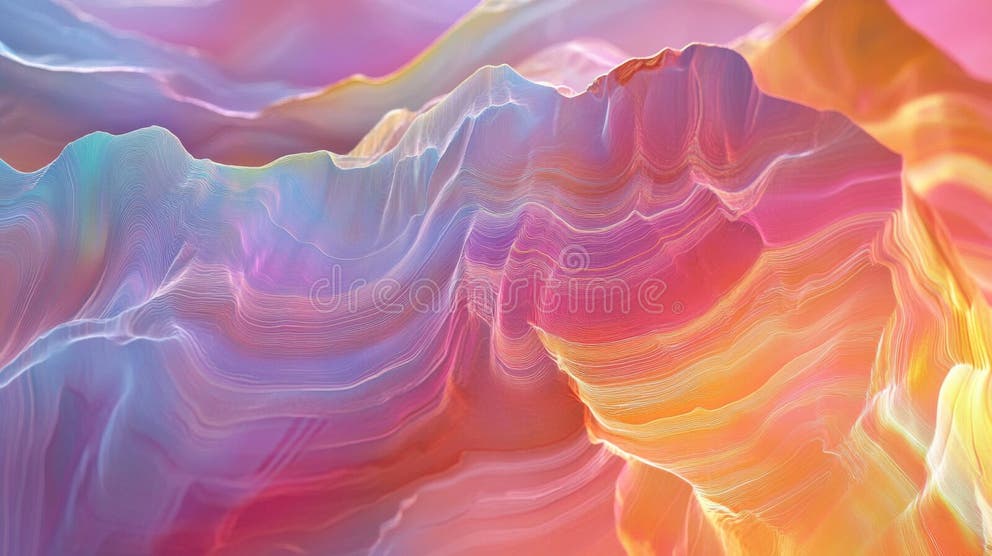 Abstract Pastel Mountainscape Digital Art Stock Illustration ...