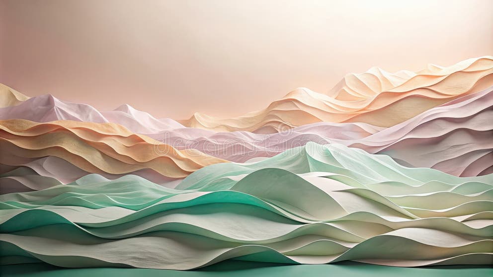 Abstract Pastel Mountainscape Softly Undulating Layers of Color Create ...