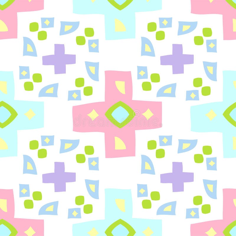 Abstract Pastel Multicolor Repeat Pattern with Crosses Stock Vector ...