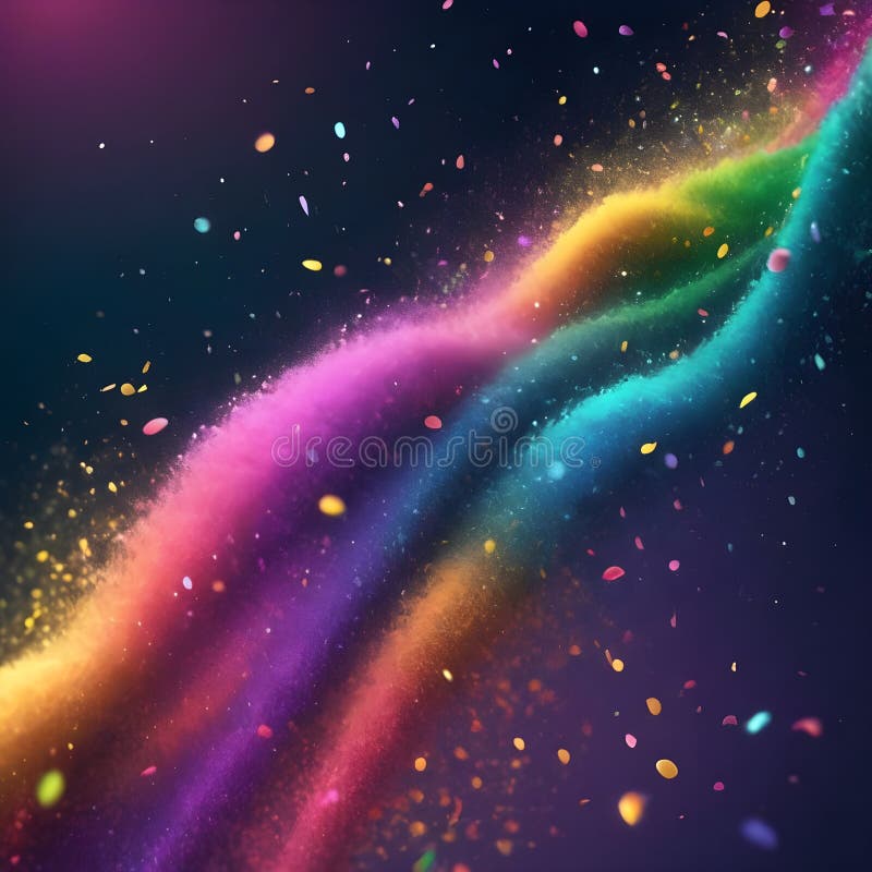 Abstract Pastel Neon Rainbow Colored Glitter Particles Flow with Dust ...