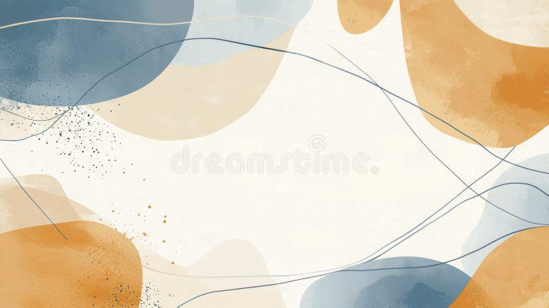 Abstract Pastel Organic Shapes with Fluid Lines on Light Background ...