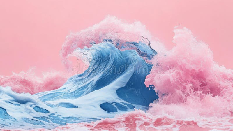 Abstract Pastel Pink and Blue Ocean Wave Stock Illustration ...