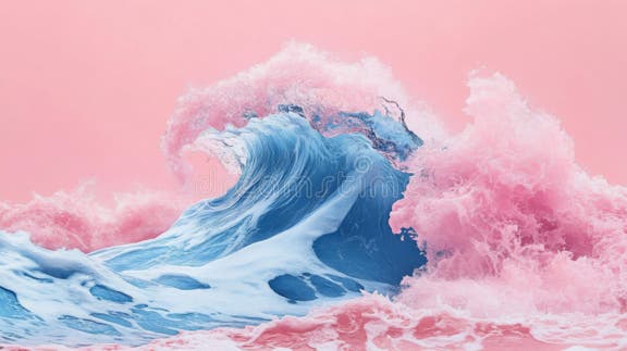 Abstract Pastel Pink and Blue Ocean Wave Stock Illustration ...